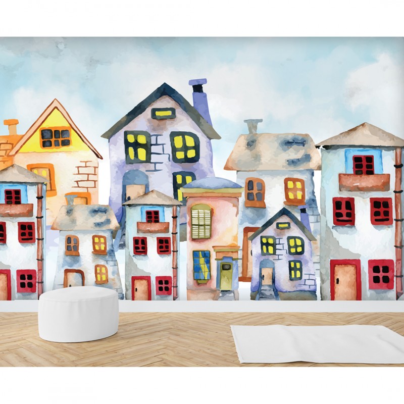 Personalized wallpaper for kids "Houses 2"