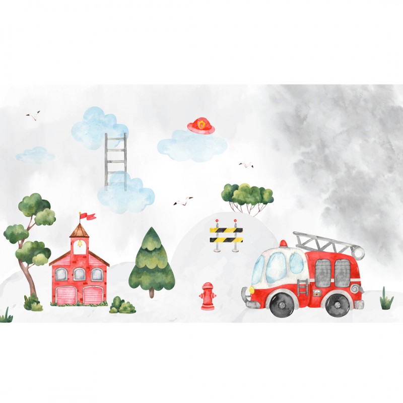 Personalized wallpaper for kids "Firefighters" (self-adhesive)